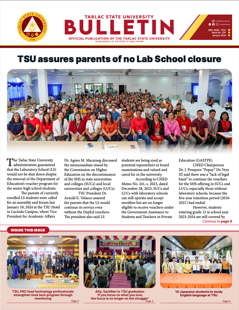 TSU Bulletin 2024 - Tarlac State University