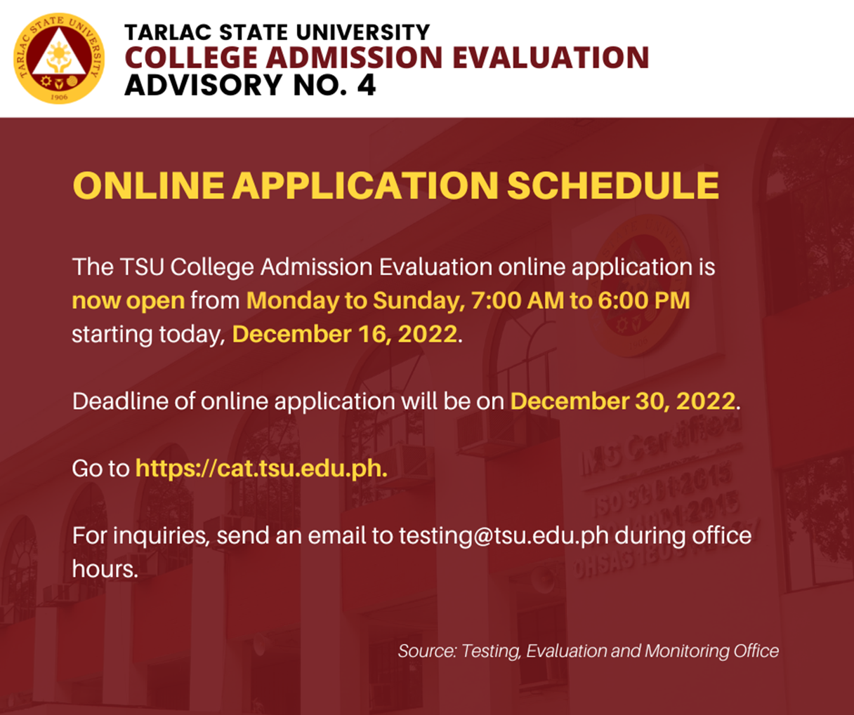 Freshmen Guide: Admission and Enrollment Procedure - Tarlac State ...