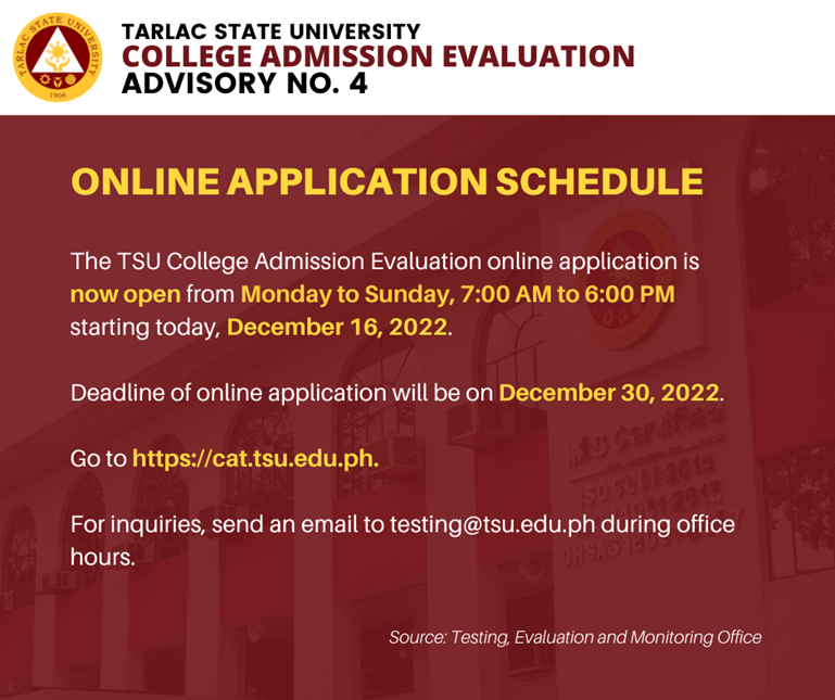 TSU-CAE 2023-2024 ADVISORY NO. 1 - Tarlac State University