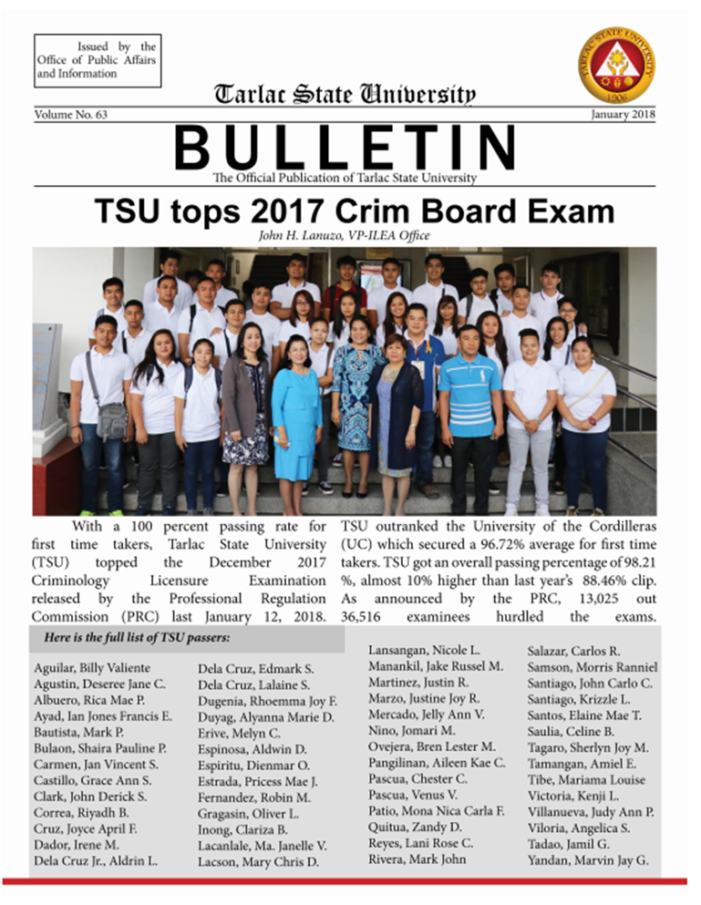 TSU Bulletin - Tarlac State University
