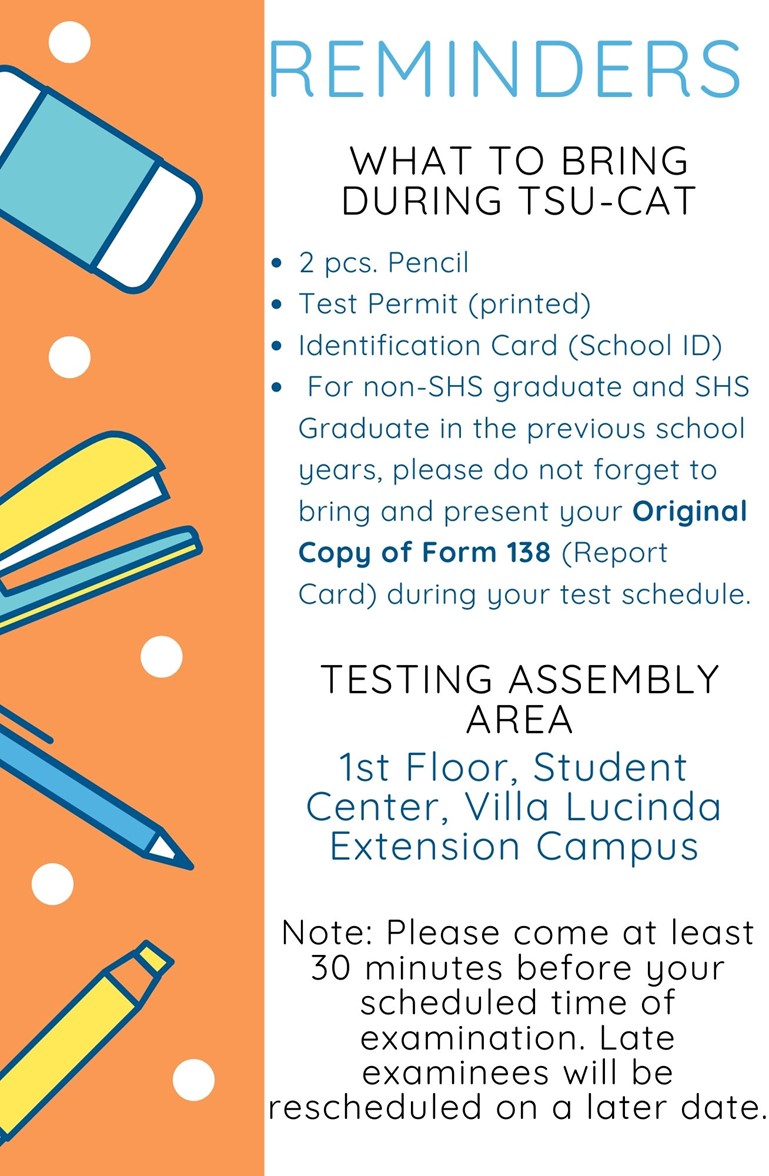 Reminders from TSU Testing, Evaluation and Monitoring Unit for TSU-CAT ...